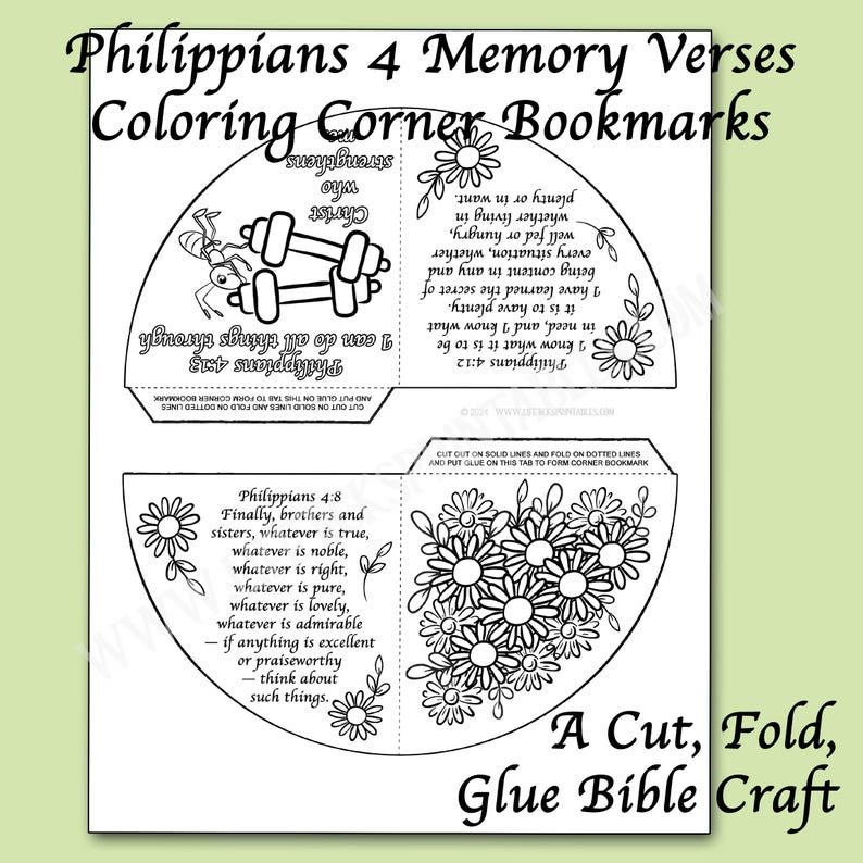 Philippians 4 Coloring Corner Bookmarks: Bible Verse Craft (PDF) - Etsy