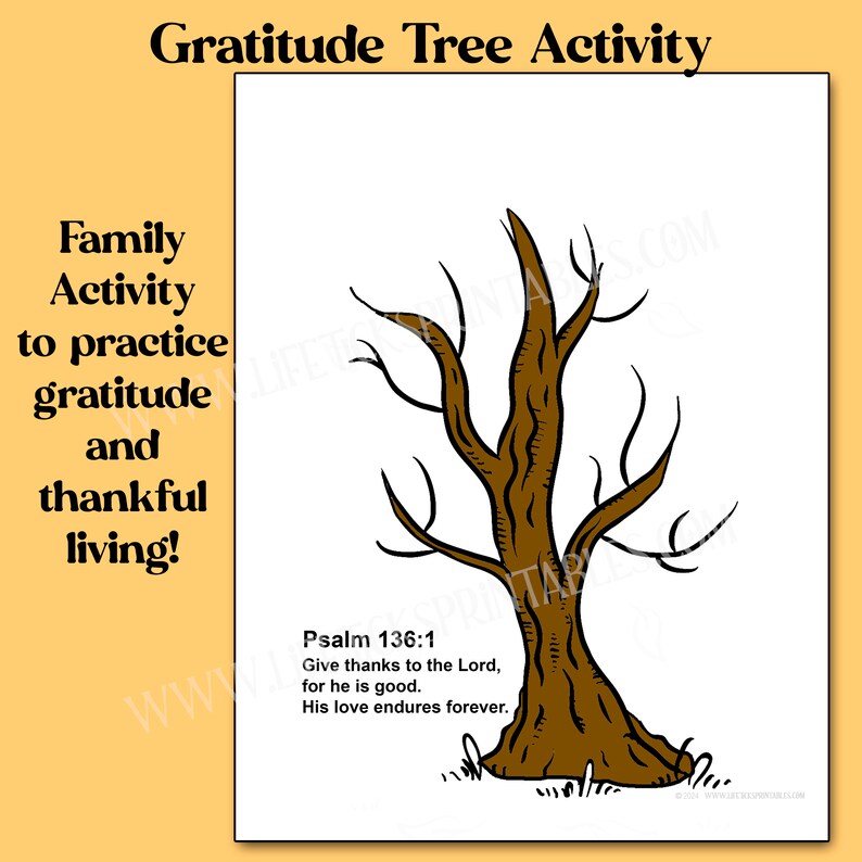Gratitude Tree Craft: Thanksgiving Counting Blessings Activity & Bible ...