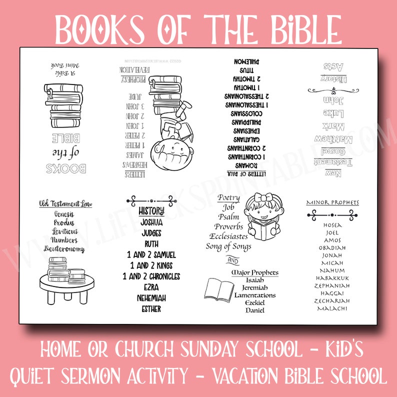 NIV Books of the Bible Mini Coloring Book Mini Zine A Bible Craft for ...