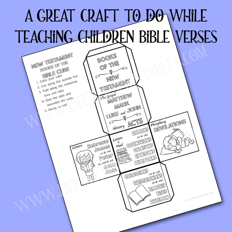 Books of the Bible Coloring Cube Craft: Old and New Testament Activity ...