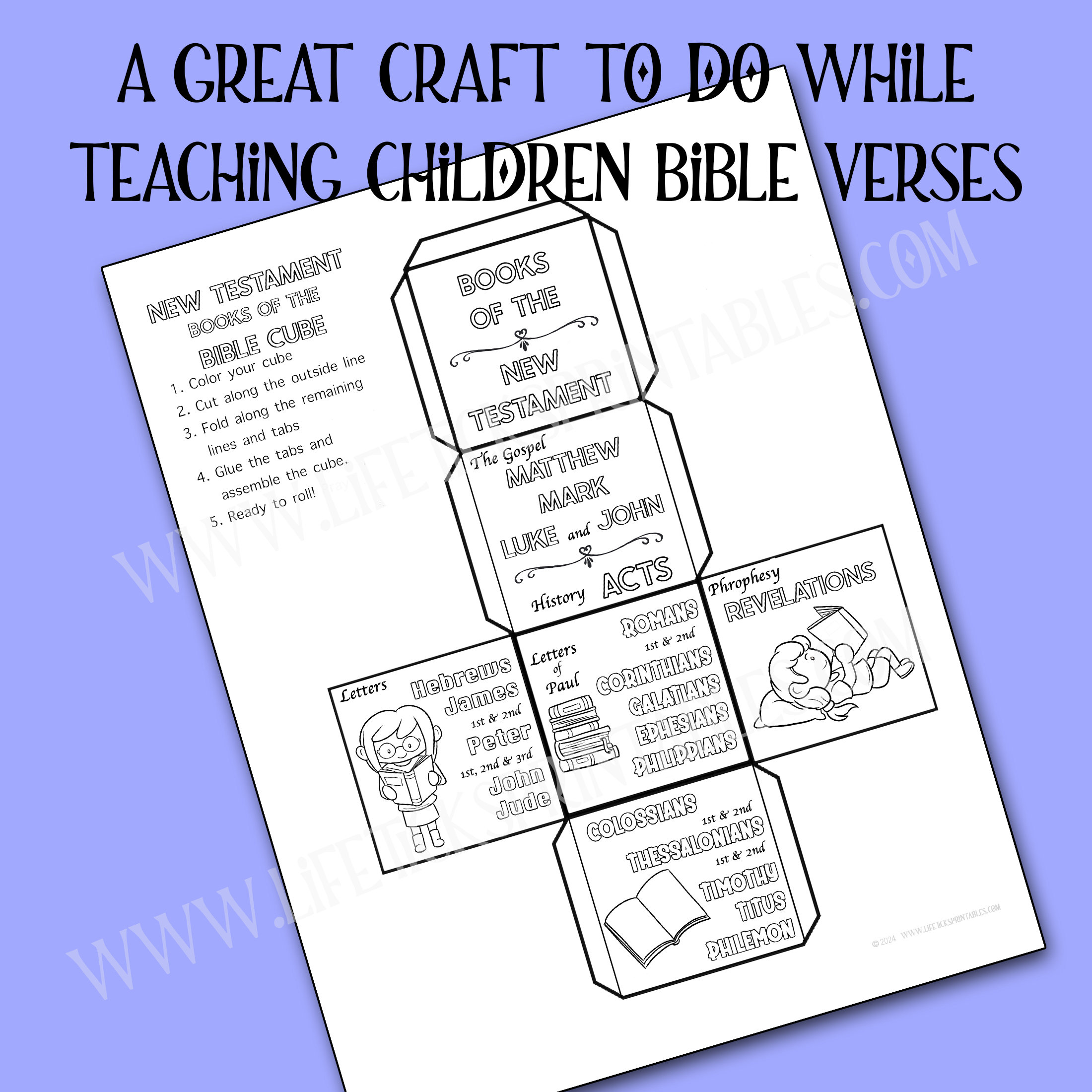 Books of the Bible Coloring Cube Craft: Old and New Testament Activity ...
