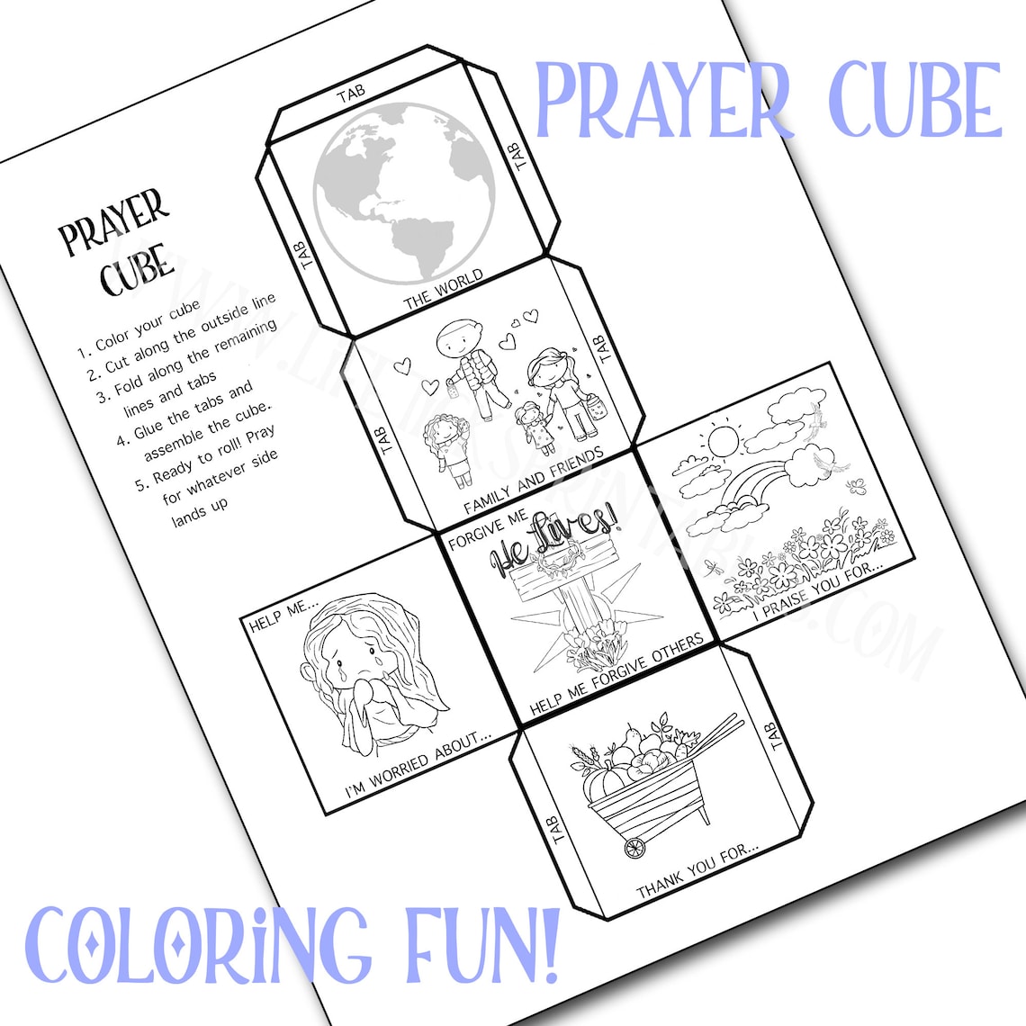 Prayer Coloring Cube Craft: Prayer Teaching Aid (PDF Download) - Etsy
