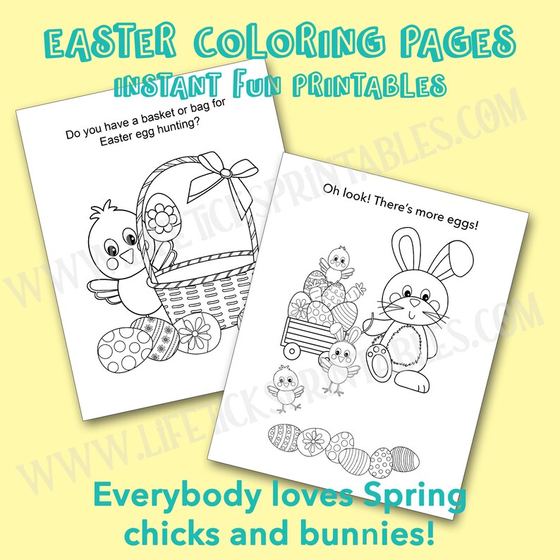 Easter Coloring and Activity Pages Bunnies, Chicks and Easter Egg ...