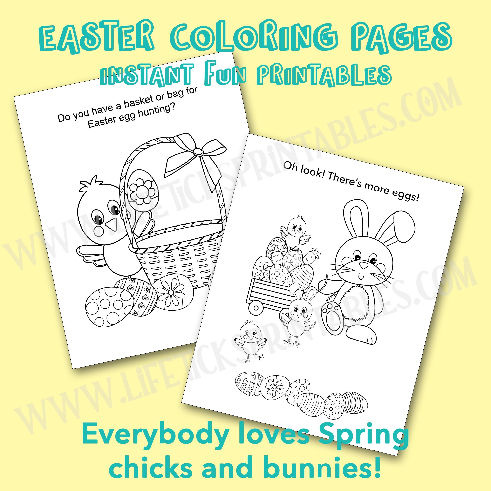 Easter Coloring and Activity Pages Bunnies, Chicks and Easter Egg ...