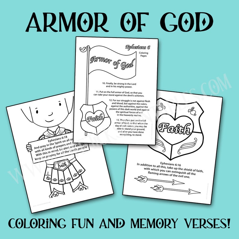 Armor of God Coloring Pages: Ephesians 6 Bible Activity (PDF) - Etsy