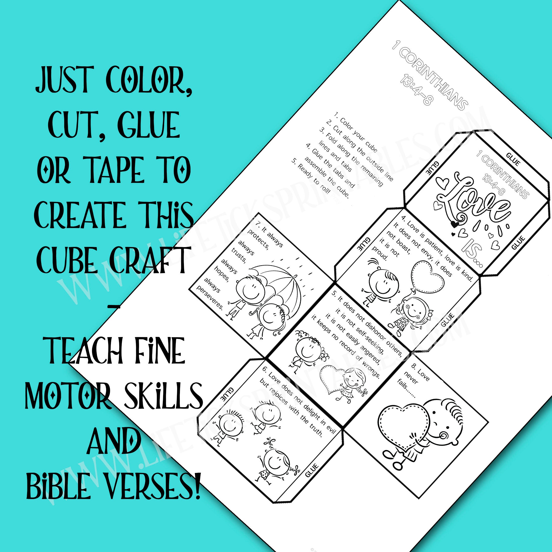 1 Corinthians 13:4-8 Cube Craft | Bible Love Verses | for Children of ...