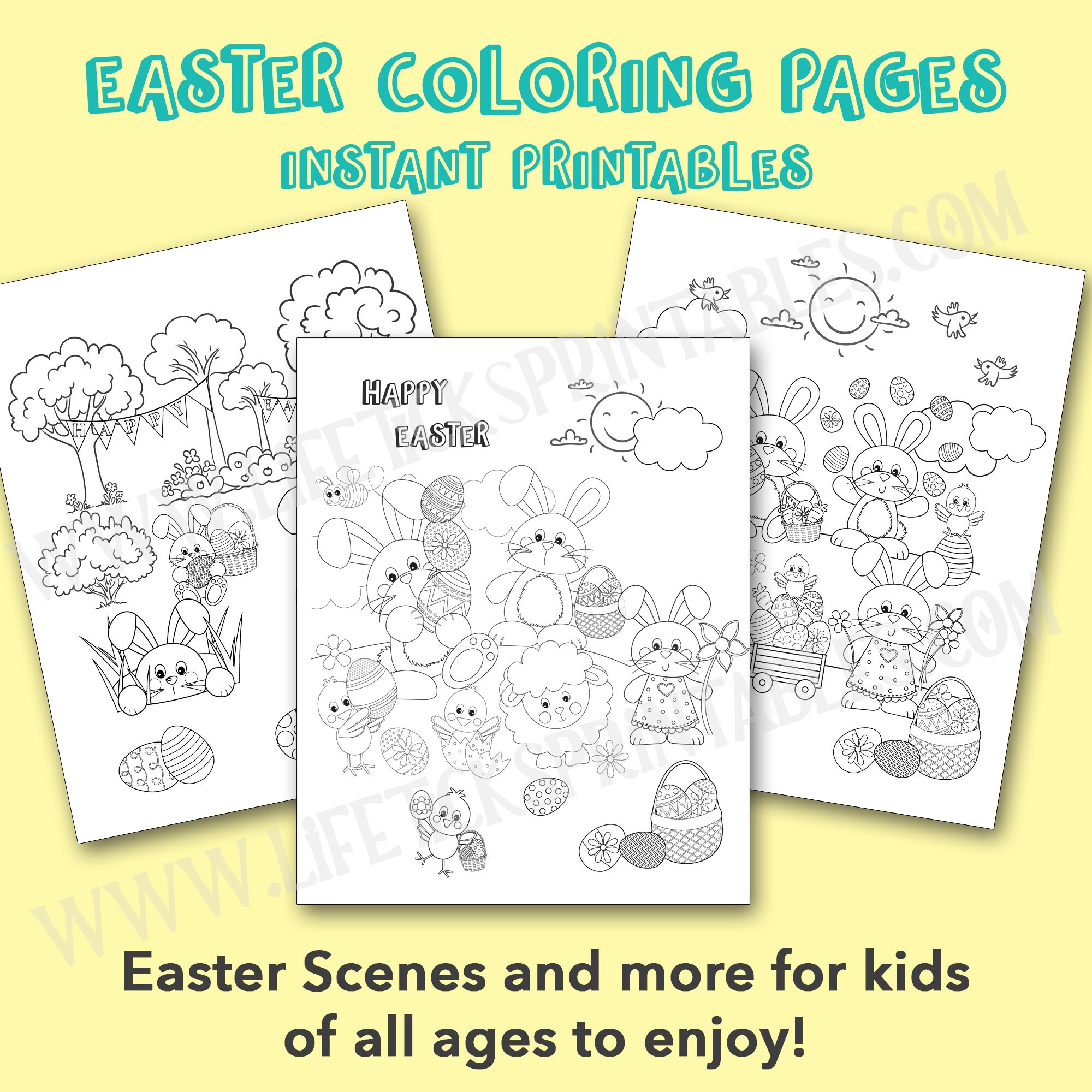Easter Coloring and Activity Pages Bunnies, Chicks and Easter Egg ...