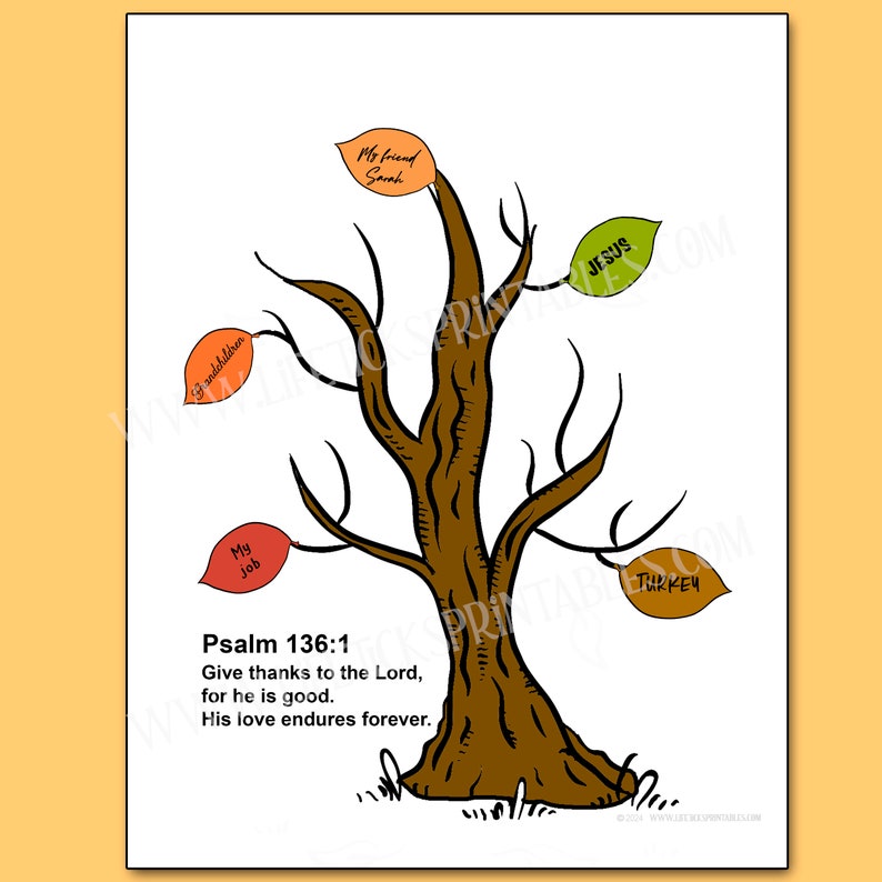 Gratitude Tree Craft: Thanksgiving Counting Blessings Activity & Bible ...