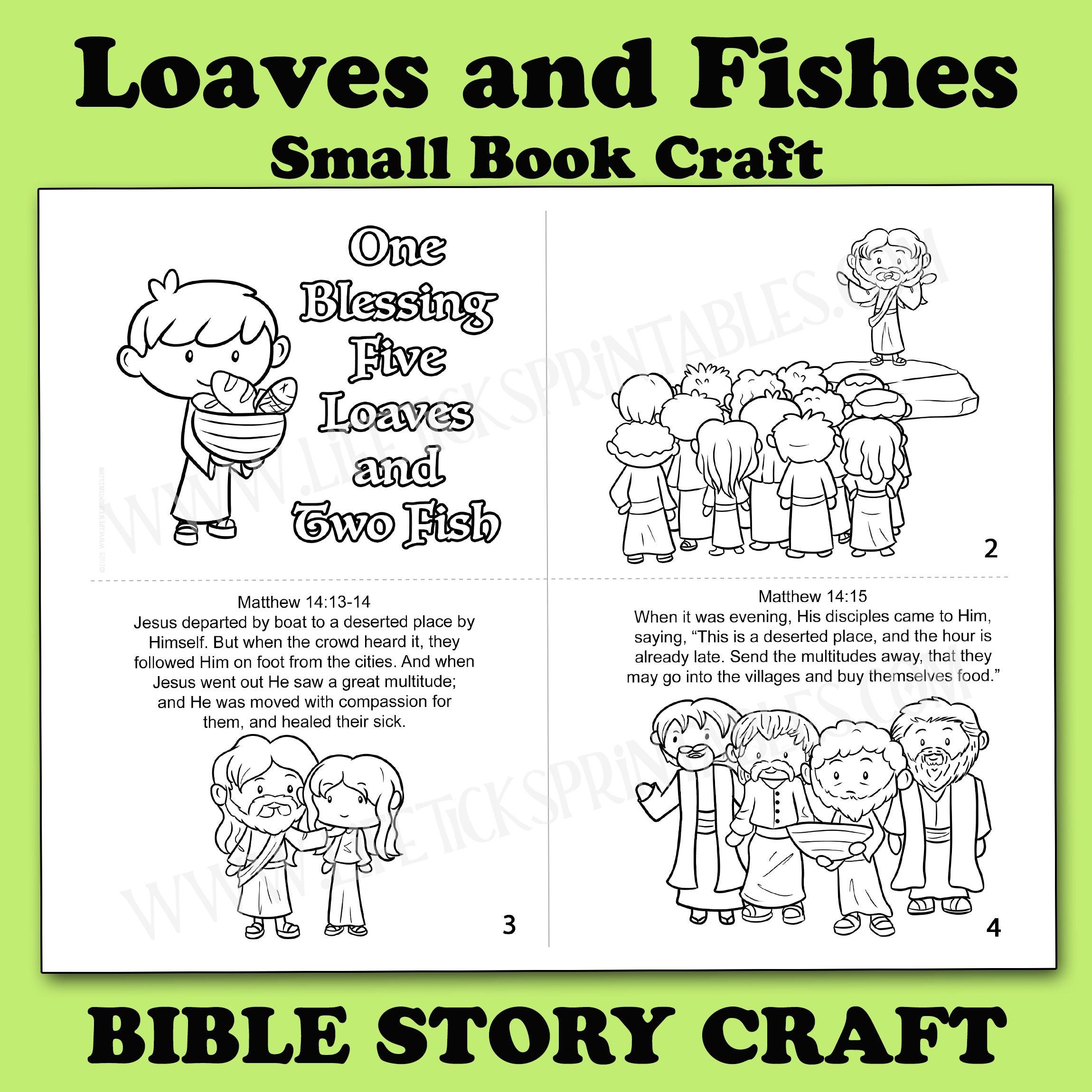 Loaves and Fishes Bible Story: Small Coloring Book Craft (PDF Download ...