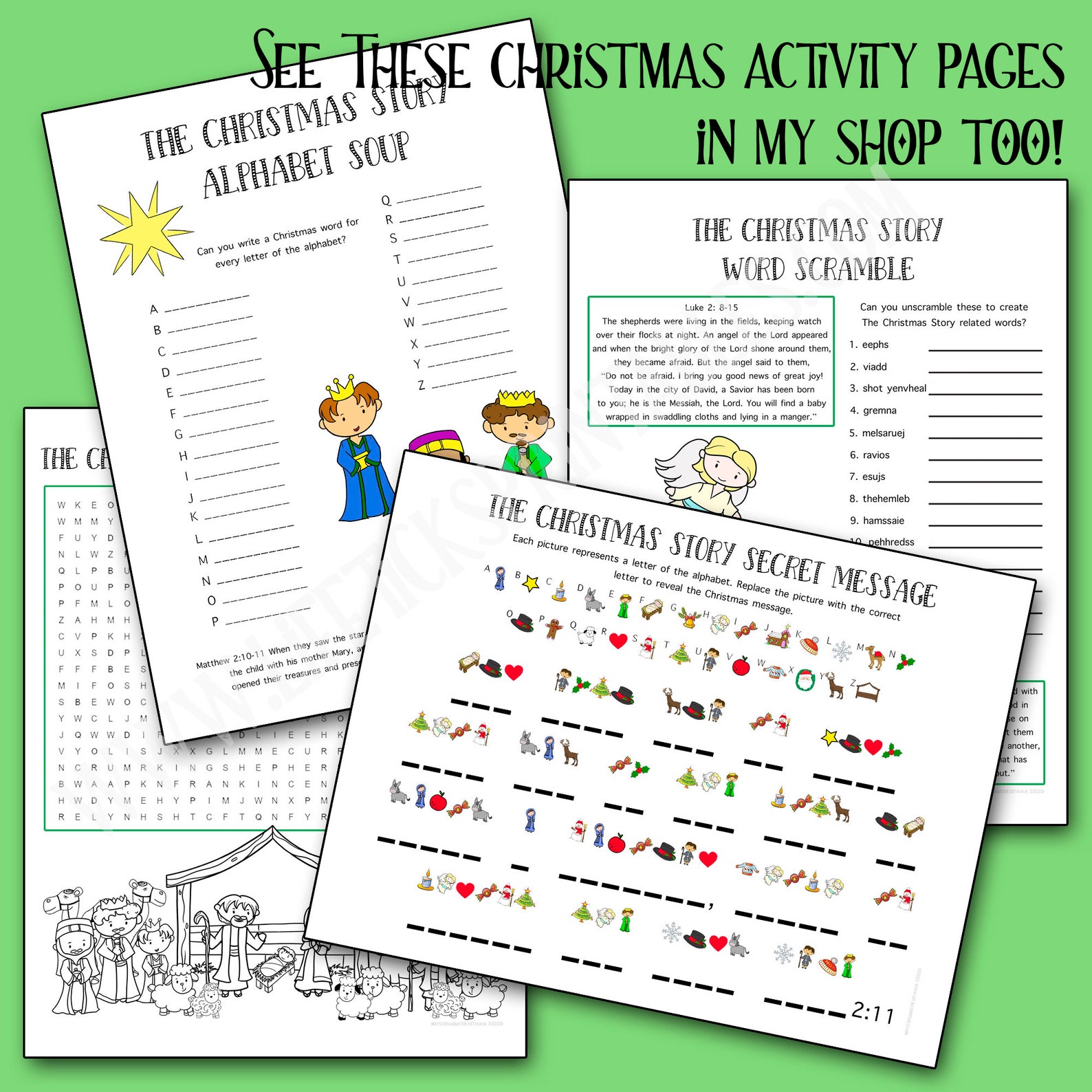 Christmas Nativity Story Coloring Cube Craft: Bible Verse Activity (PDF ...