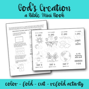 God's Creation Mini Coloring Book--mini Zine | Genesis Creation Story ...