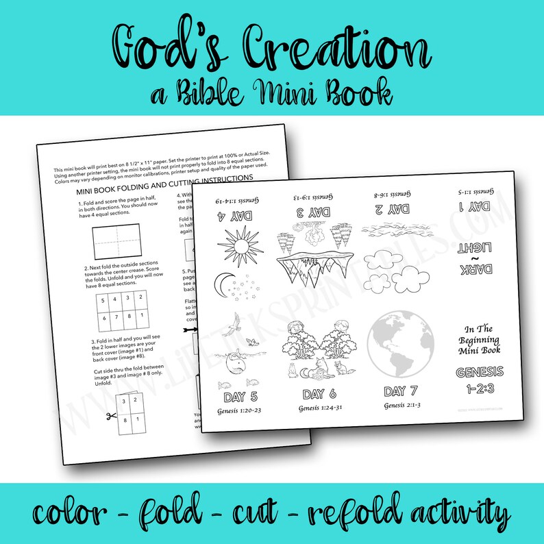 God's Creation Mini Coloring Book--mini Zine | Genesis Creation Story ...