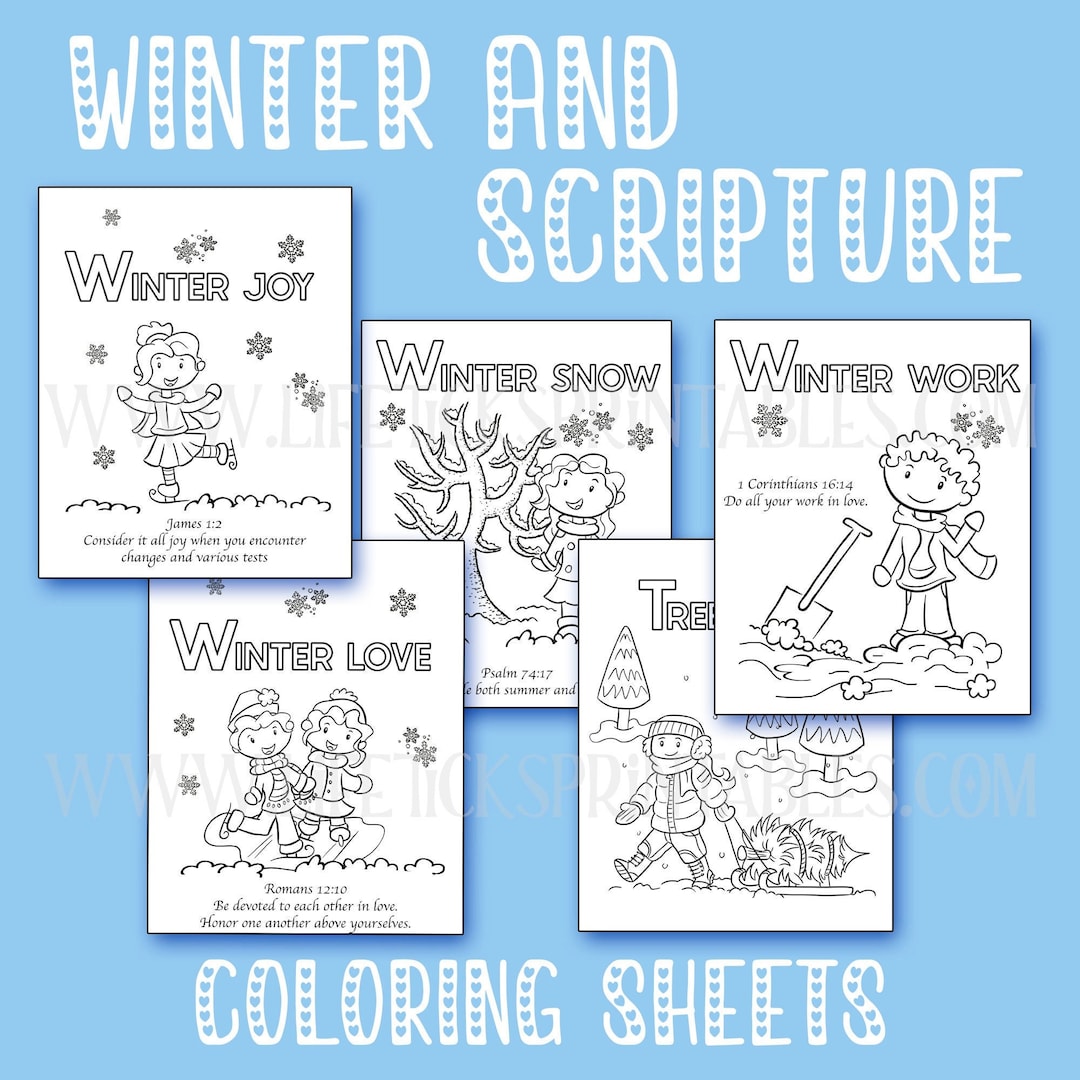 Winter and Scripture Coloring Pages | 5 Coloring Sheets With Bible ...
