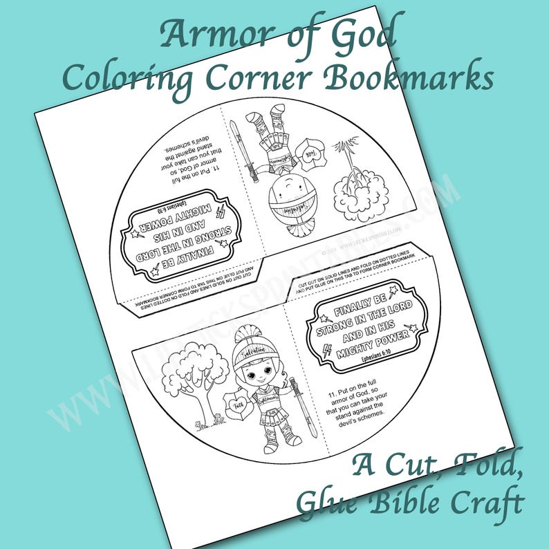 Armor of God Coloring Bookmarks: Ephesians 6 Bible Craft (PDF) - Etsy