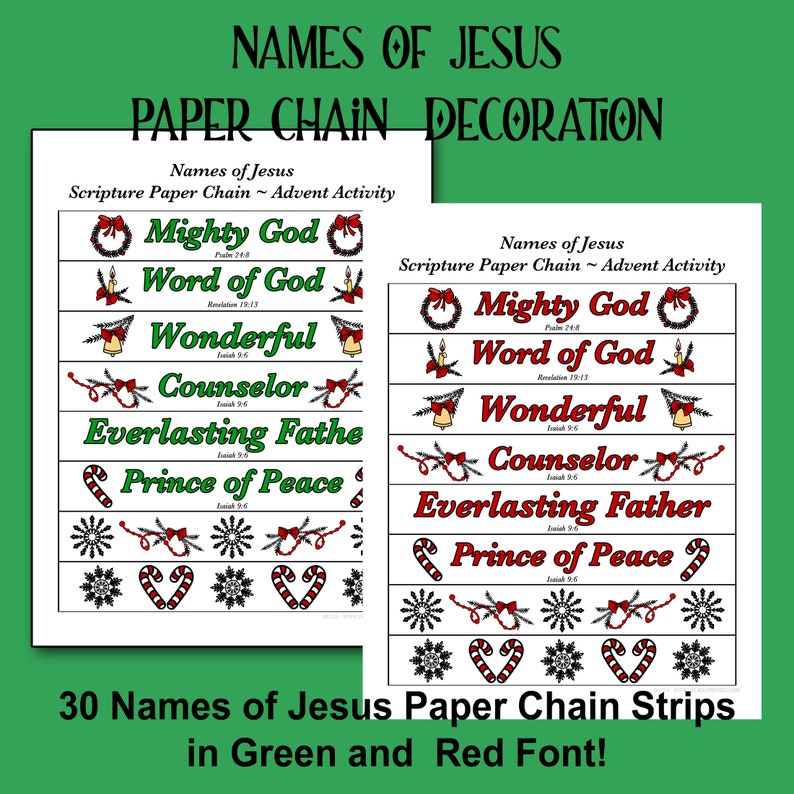 The Names of Jesus Paper Chain Activity: Christmas Decoration Craft ...