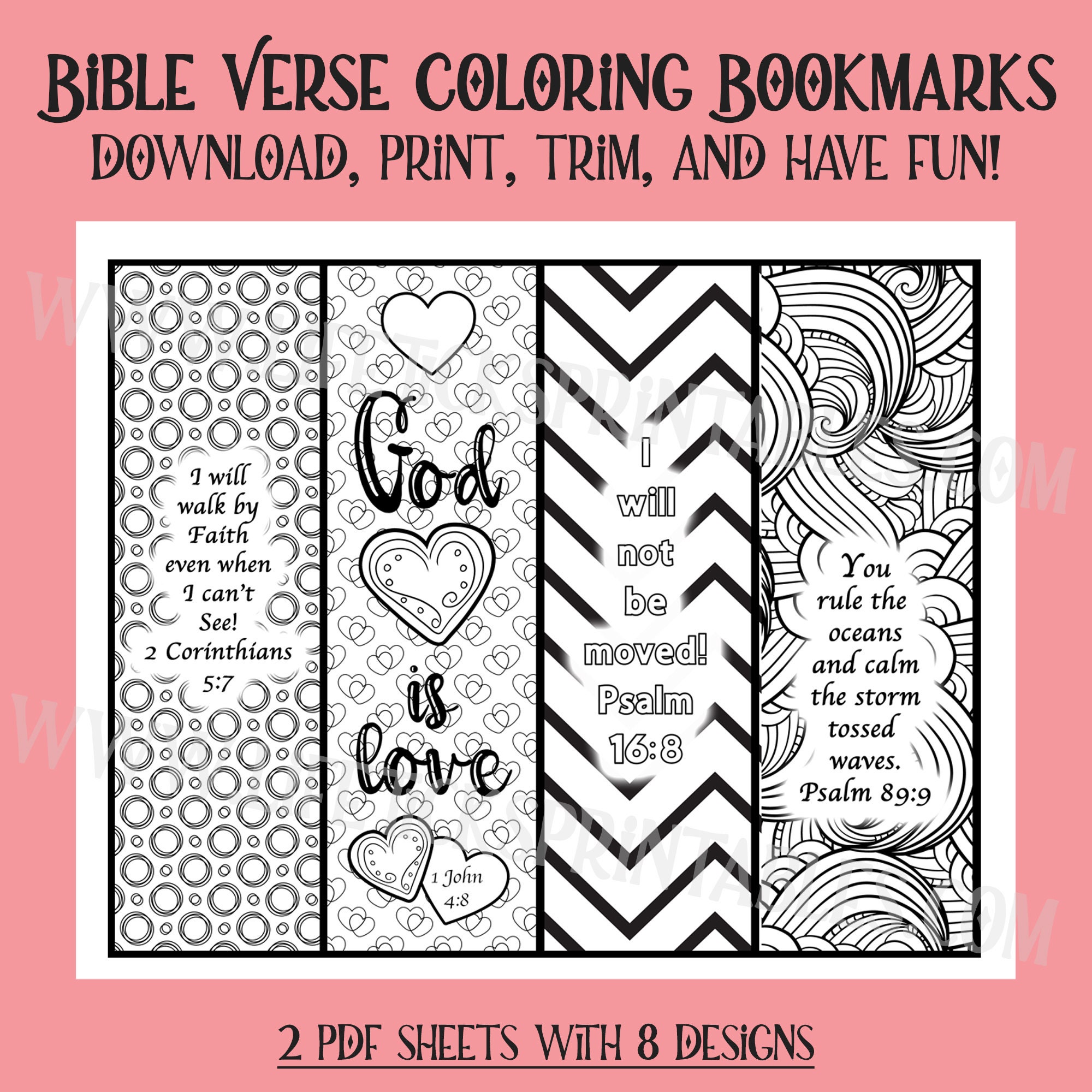 Bible Verse Coloring Bookmarks: Printable VBS Activity (digital ...