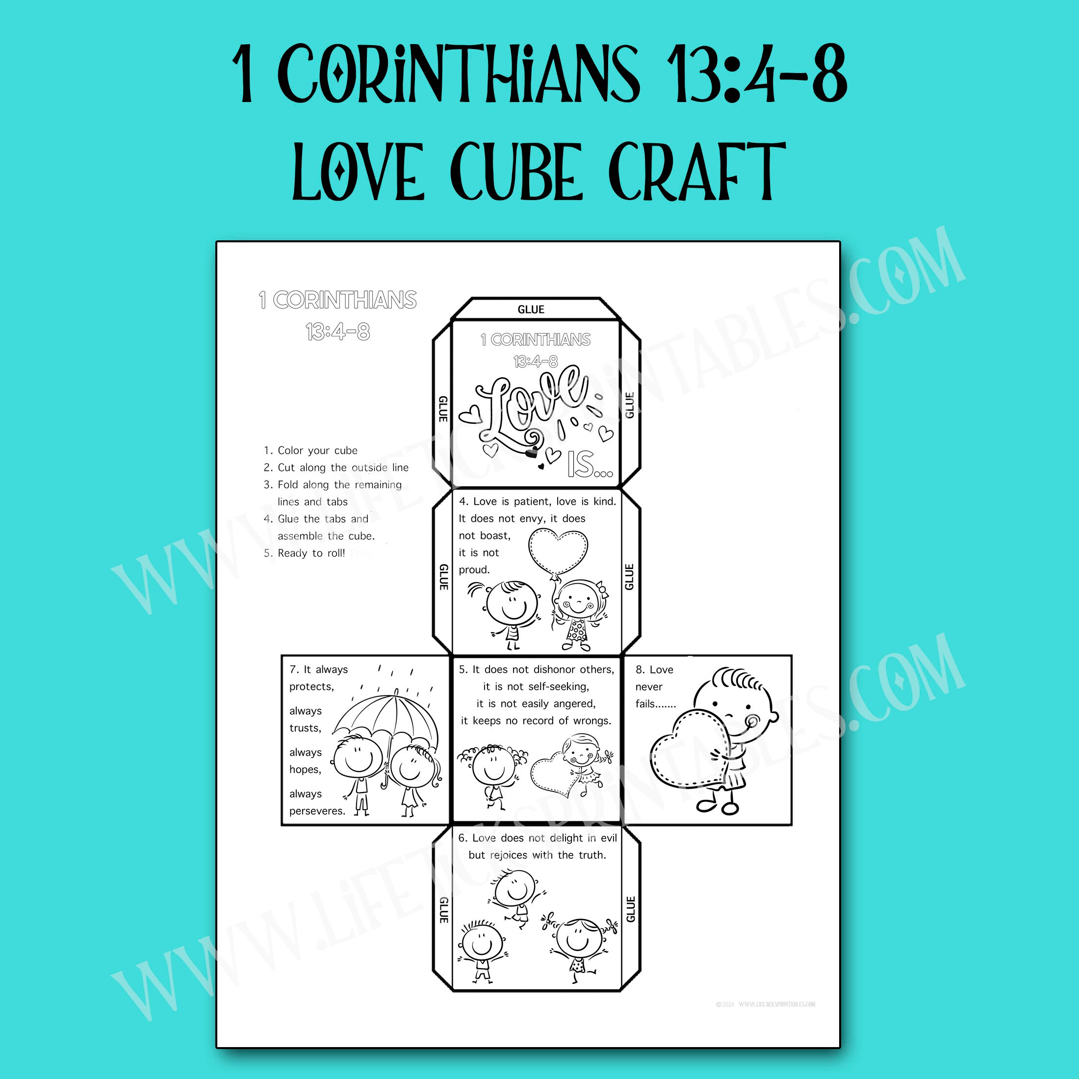 1 Corinthians 13:4-8 Cube Craft | Bible Love Verses | for Children of ...