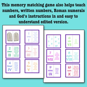 Moses, Exodus and the 10 Commandments Memory Matching Game (PDF ...
