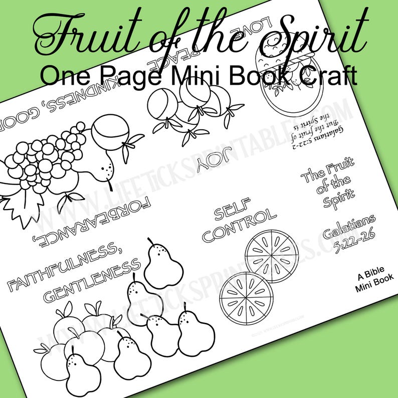 Fruit of the Spirit Mini Coloring Book | Bible Memory Verse | Christian ...