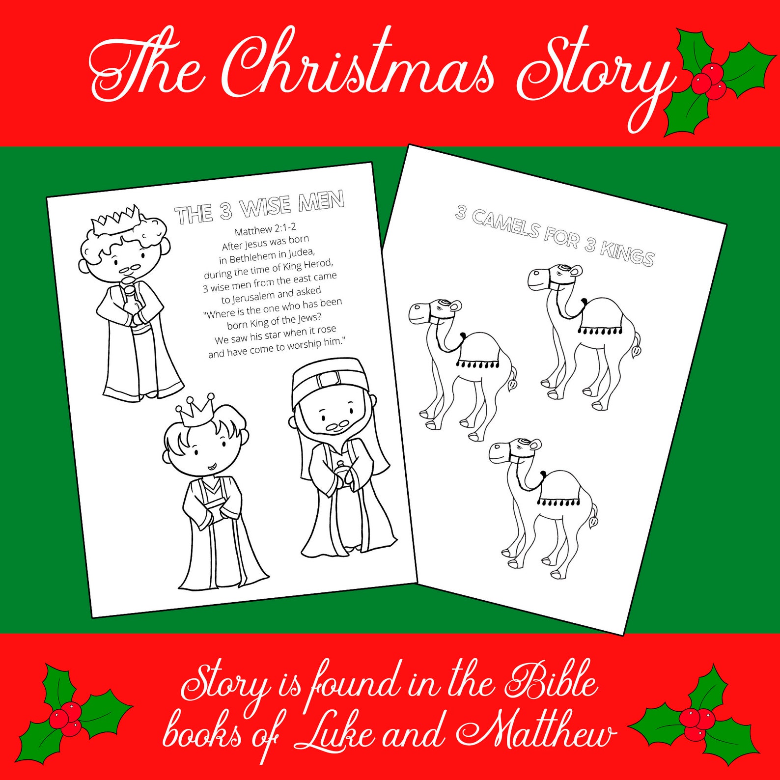 The Christmas Story Coloring Pages | Home & Church Sunday School - Etsy