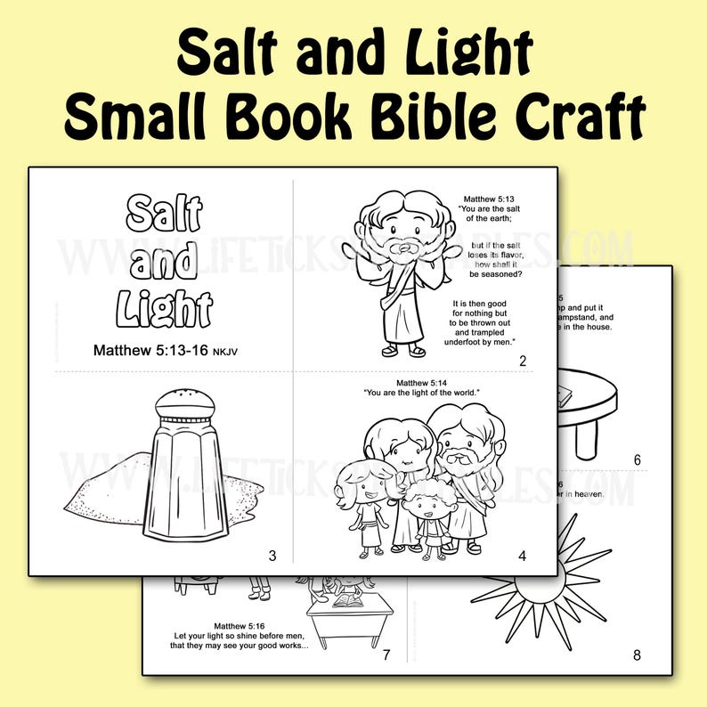 Salt & Light Small Book Bible Craft | Religious Coloring Creation ...