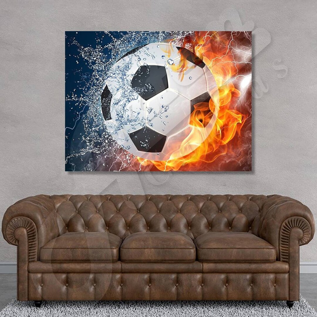 Soccer Ball Poster, Man Cave, Kids Décor, Wall Décor, Sports Canvas ...