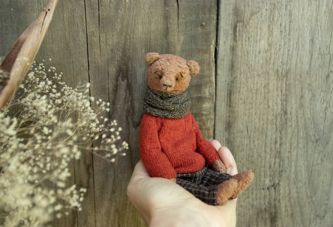 18 Cm Teddy Bear, Ooak Teddy Bear, Pocket Toy Bear, Mini Teddy Bear ...