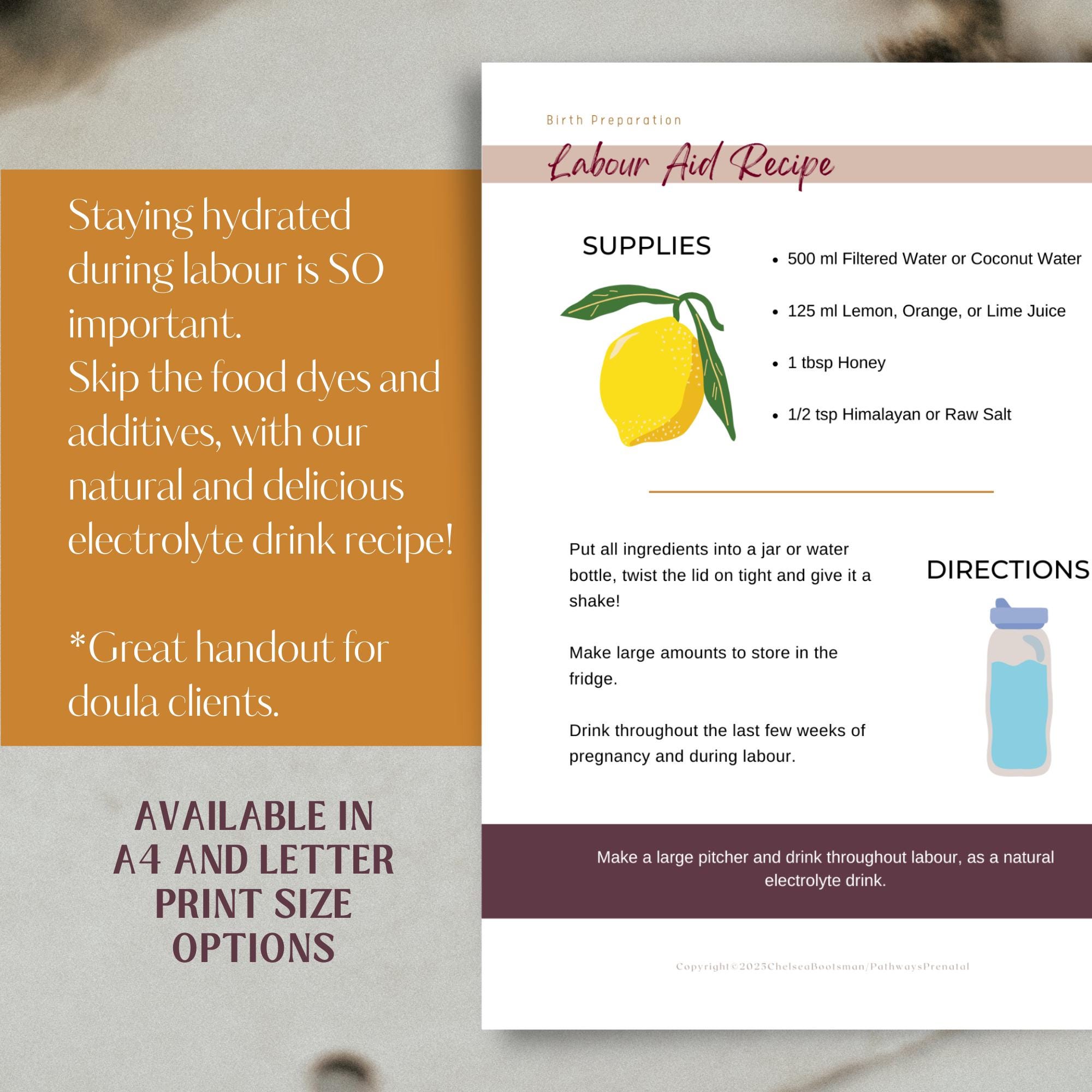 Labour Aid Recipe, Prenatal Handout for Parents, Doulas and Childbirth ...