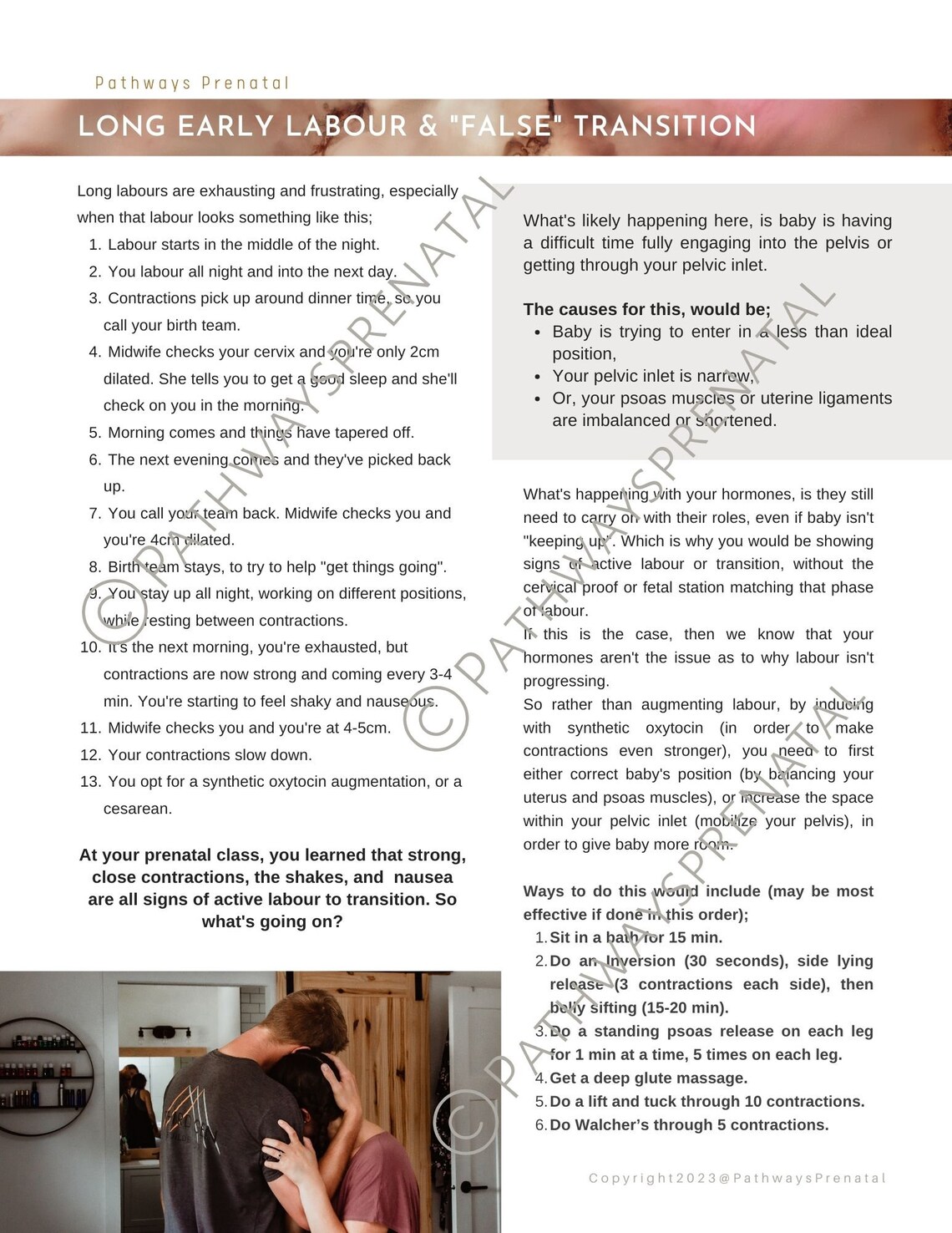 Long Early Labour Printable Handout for Pregnant Women, Birth Workers ...