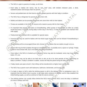 NICU Tidbits Printable Handout for Pregnant Women, Birth Workers/doulas ...