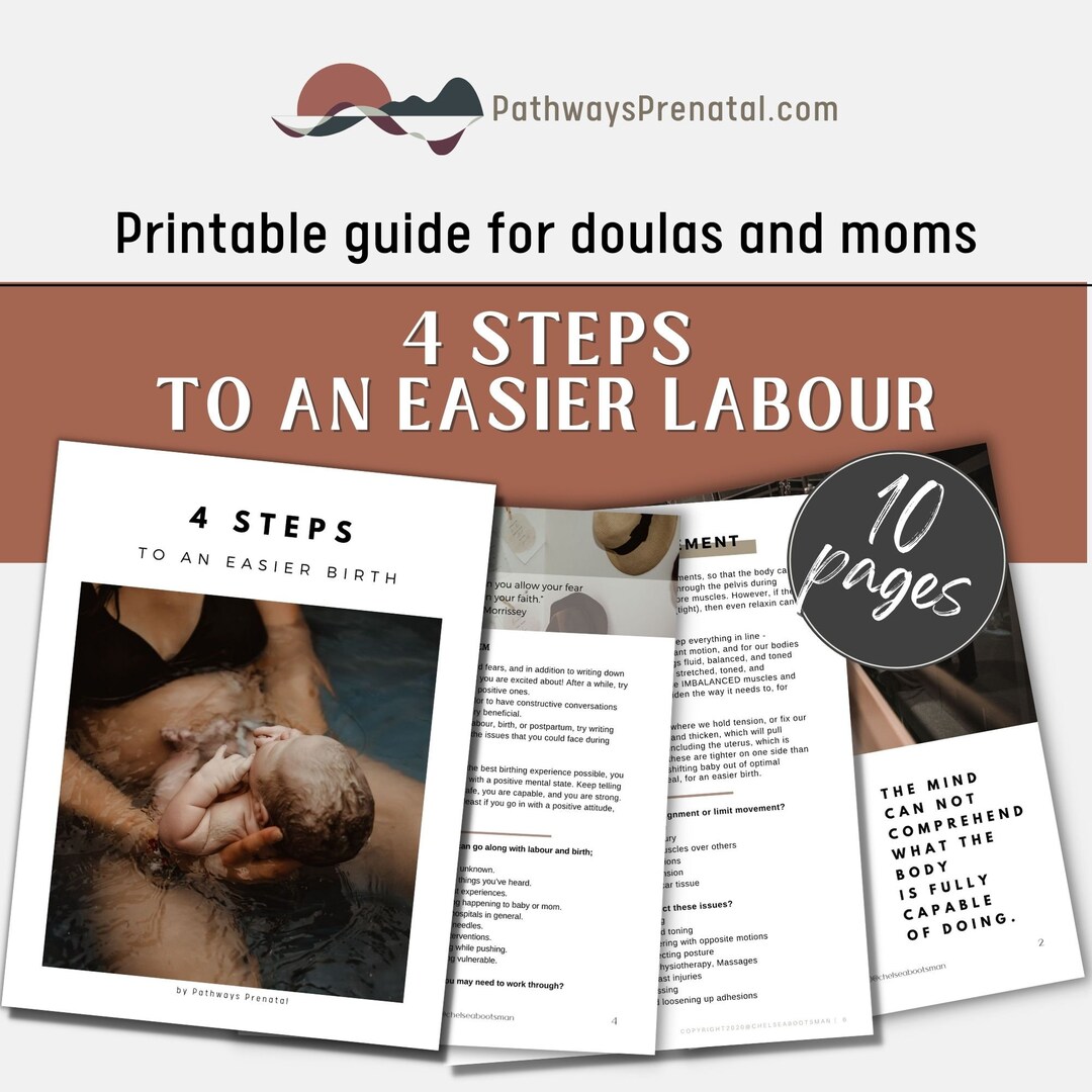 4 Steps to an Easier Birth Printable and E-guide, for Birth Preparation ...