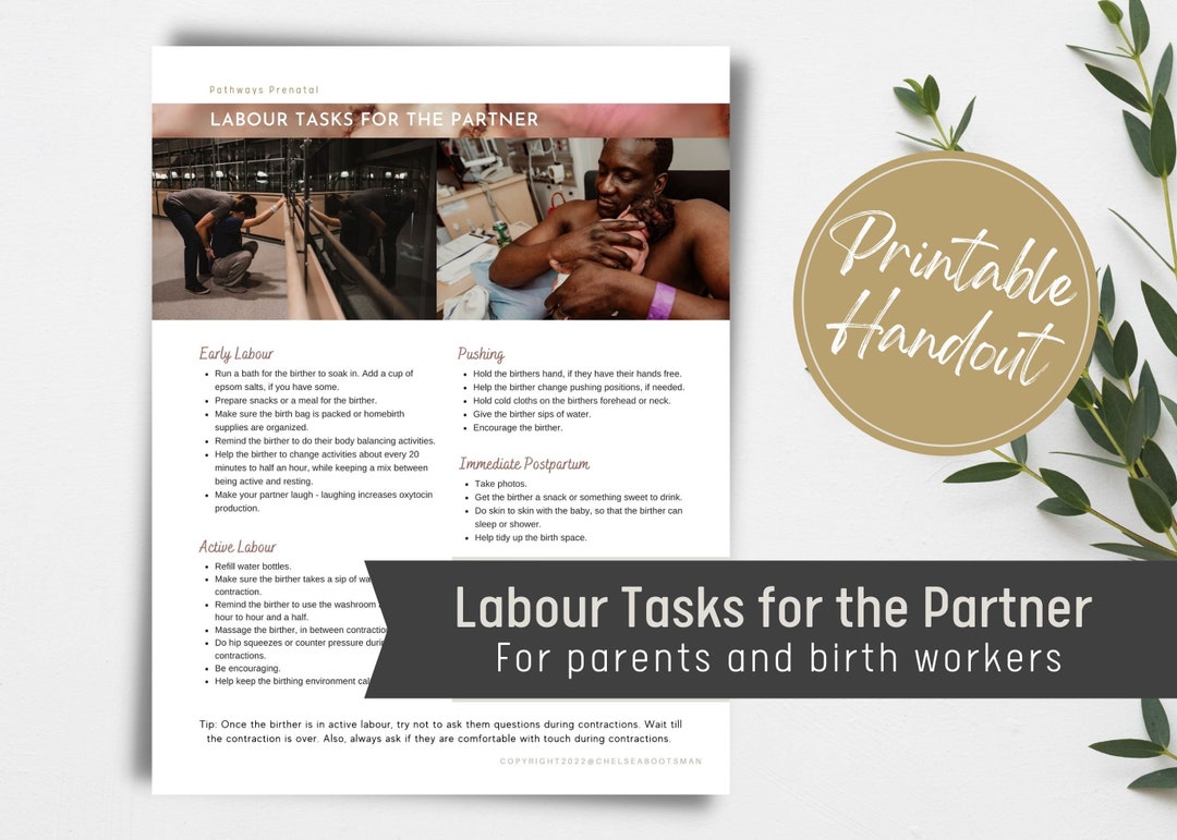 Labour Tasks for the Partner handout for parents birth - Etsy Portugal
