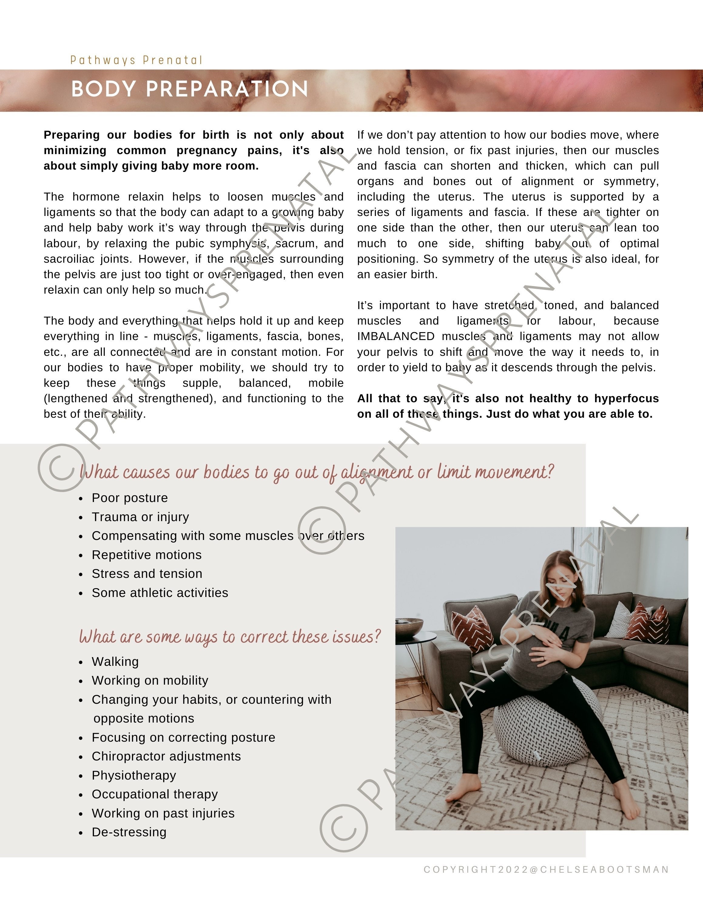 Body Prep Printable Handout for Pregnant Women, Birth Workers/doulas ...