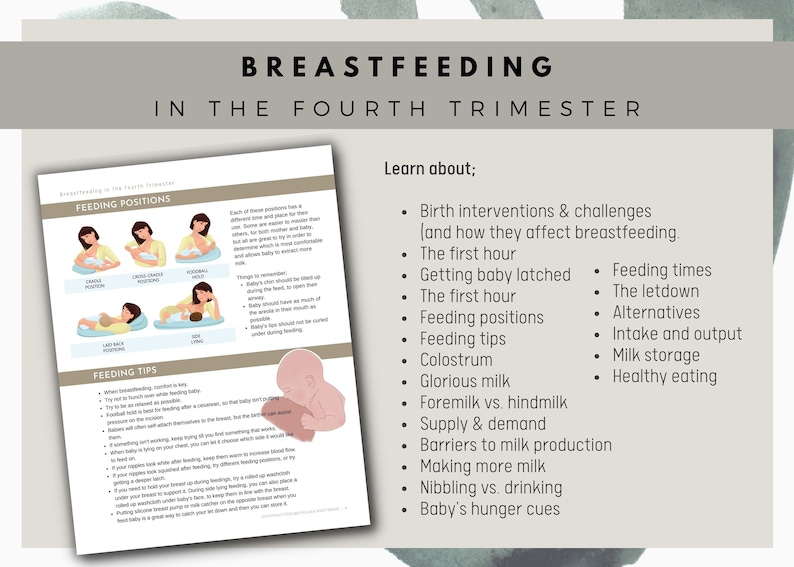 Learning to Breastfeed. PDF Printable Guide and Handout. for Mothers ...