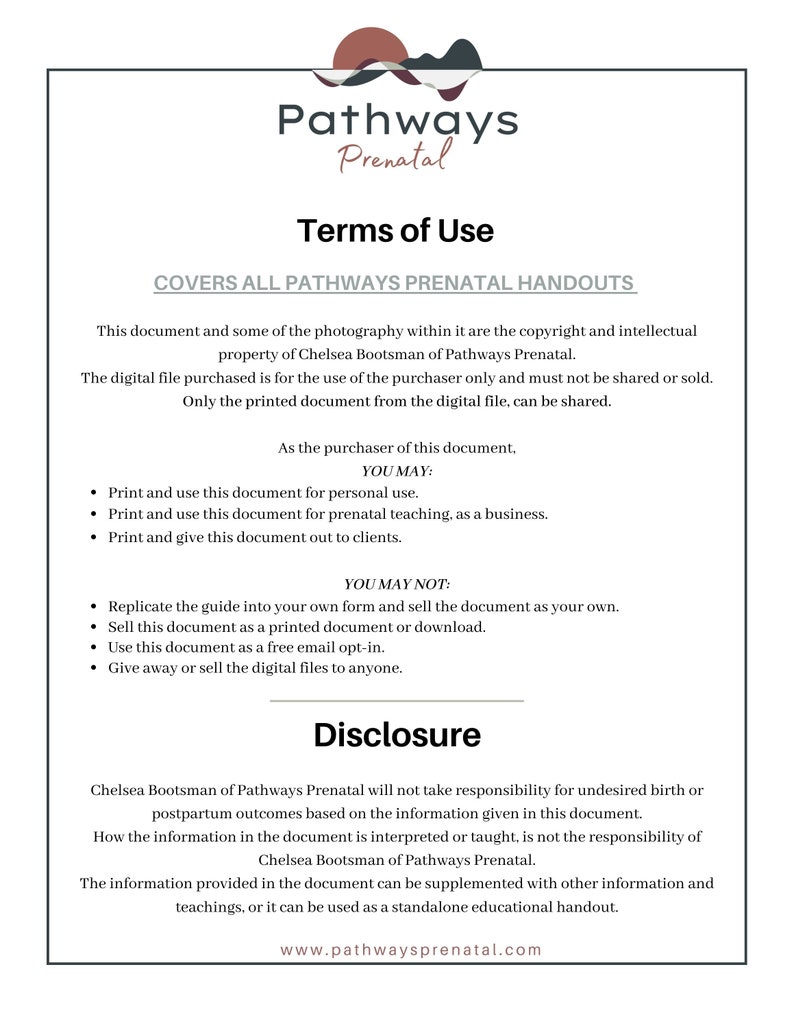 Fetal Positioning, Birth Prep Printable Handout for Pregnant Women ...