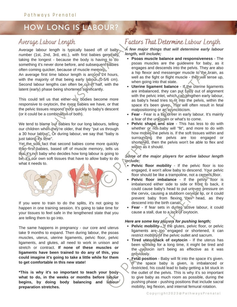 How Long is Labour Printable Handout for Pregnant Women, Birth Workers ...