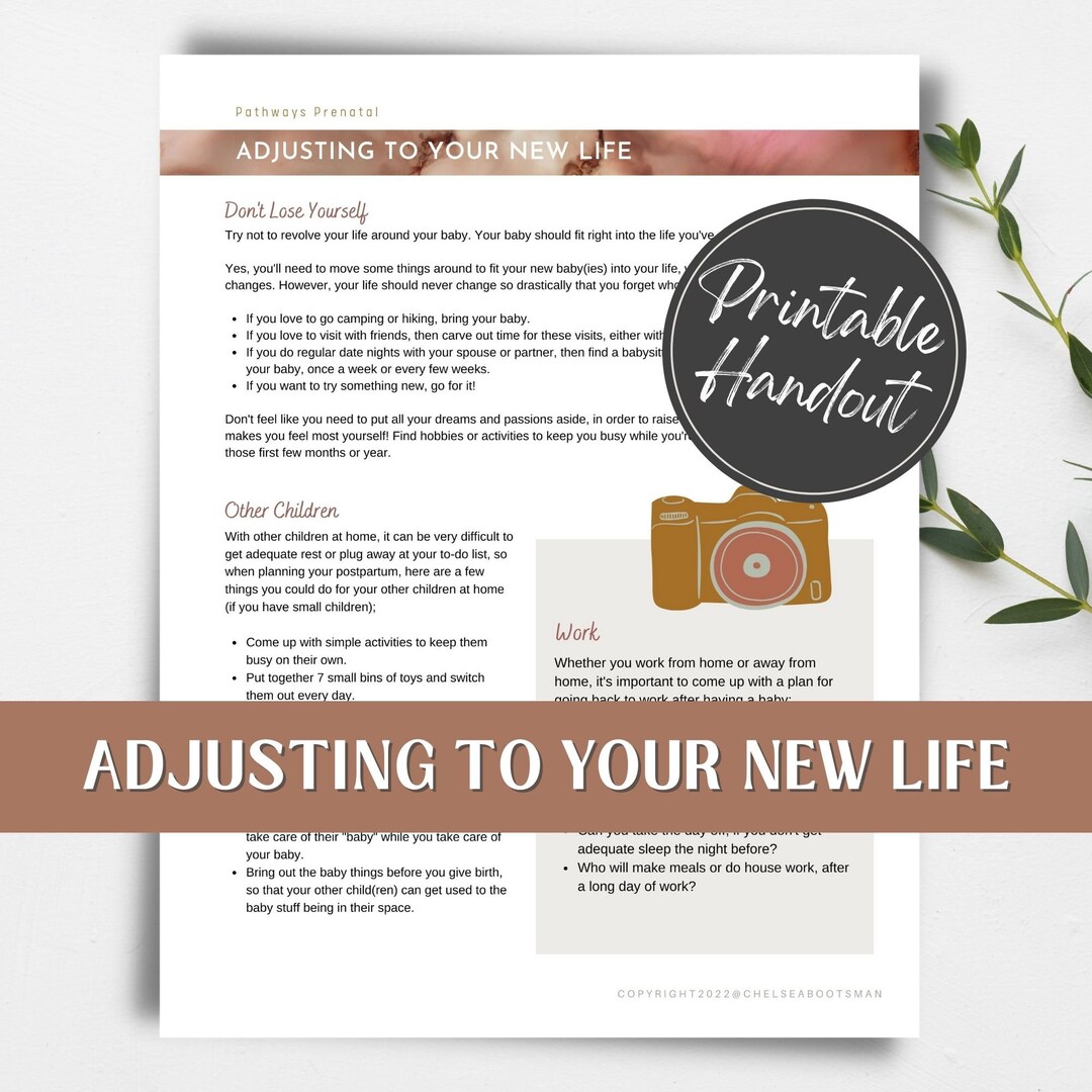 Adjusting to Your New Life, Postpartum Prep Printable Handout for Birth ...