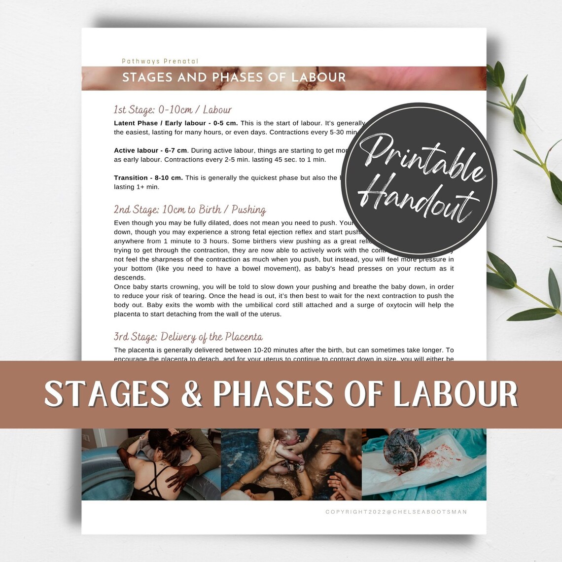 Stages and Phases of Labour Printable Handout for Pregnant Women, Birth ...