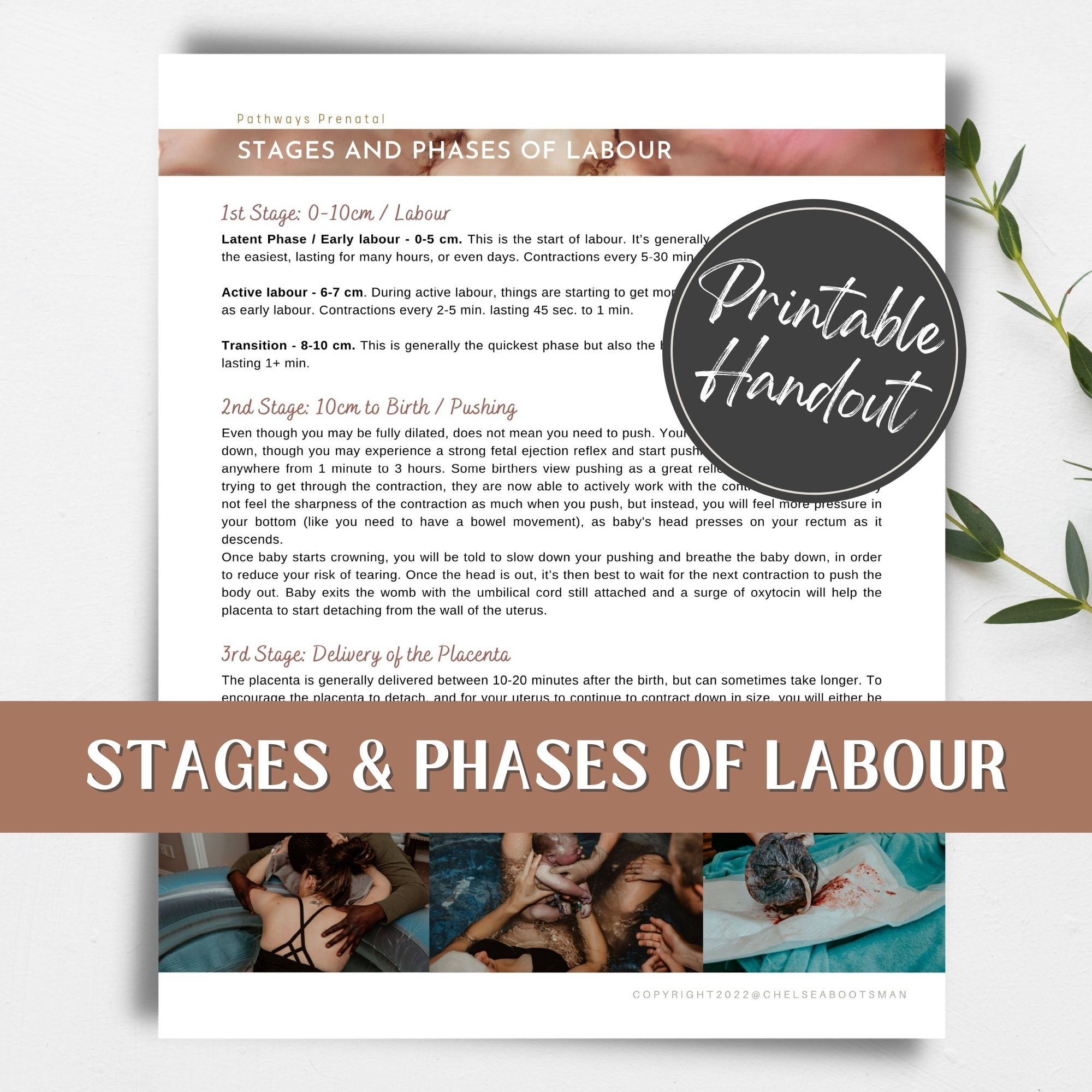 Stages and Phases of Labour Printable Handout for Pregnant Women, Birth ...