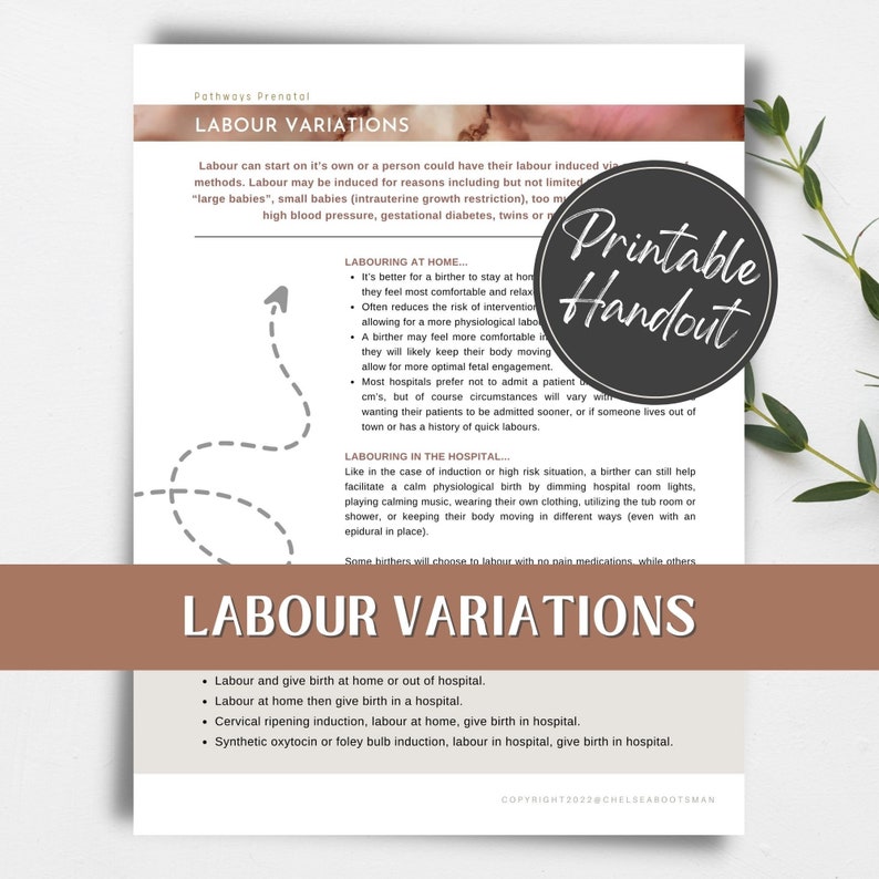 Labour Variations Printable Handout for Pregnant Women, Birth Workers ...