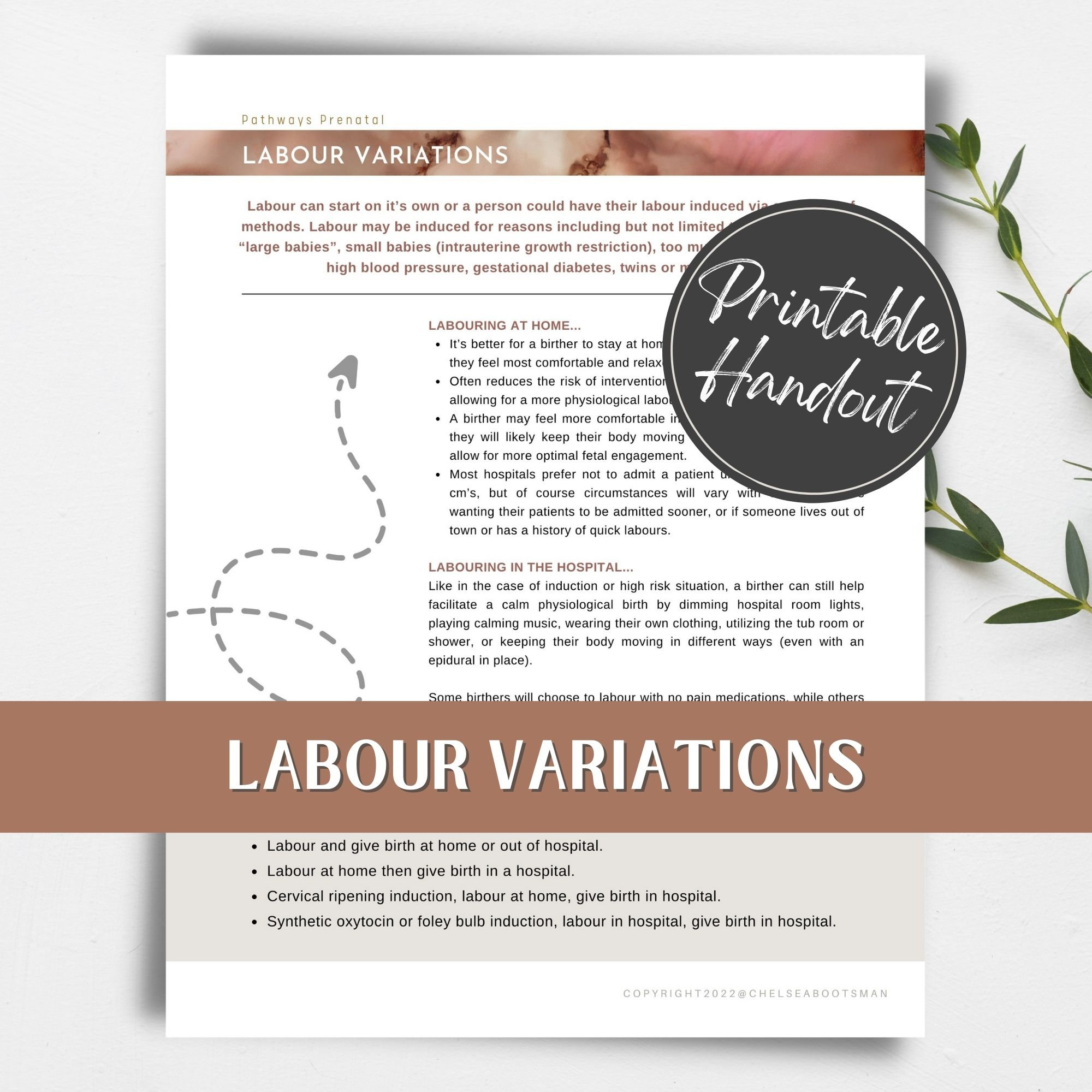 Labour Variations Printable Handout for Pregnant Women, Birth Workers ...