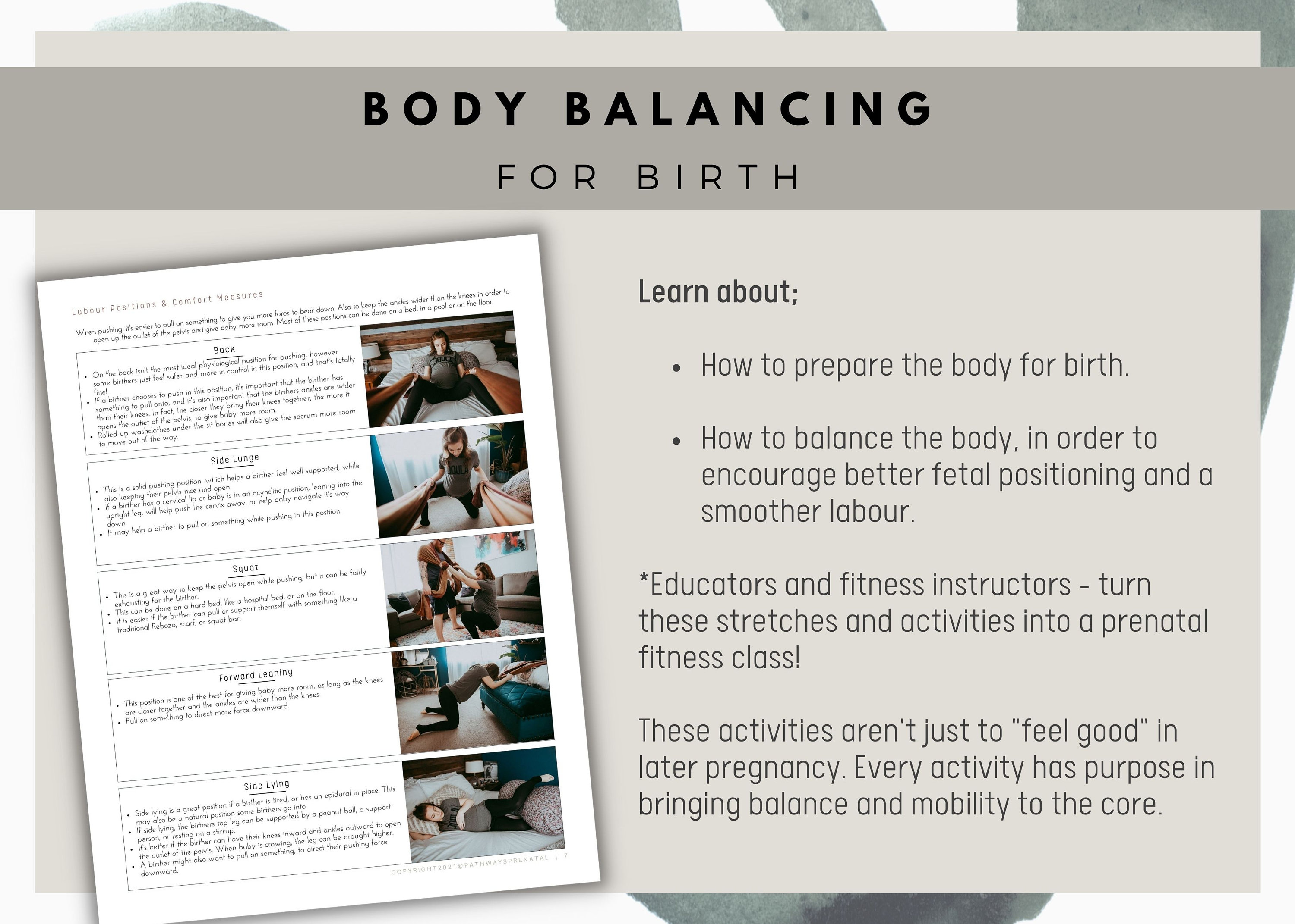 Prenatal Stretches. Body Balancing Activities Guide. for Mothers ...