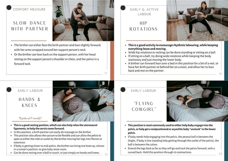Labour Positions and Comfort Measures Flip Cards. Printable Labor ...