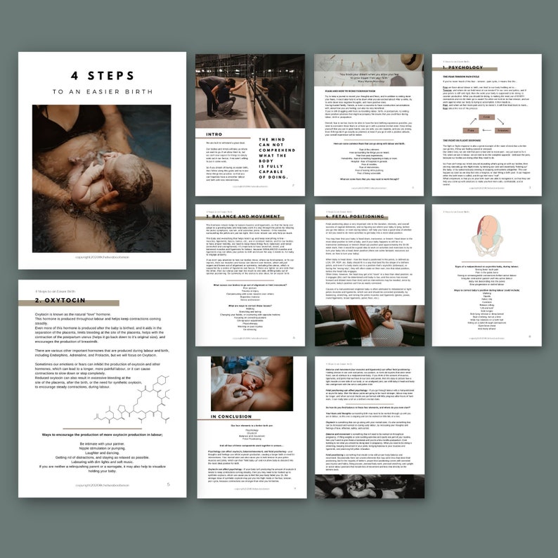 4 Steps to an Easier Birth Printable and E-guide, for Birth Preparation ...
