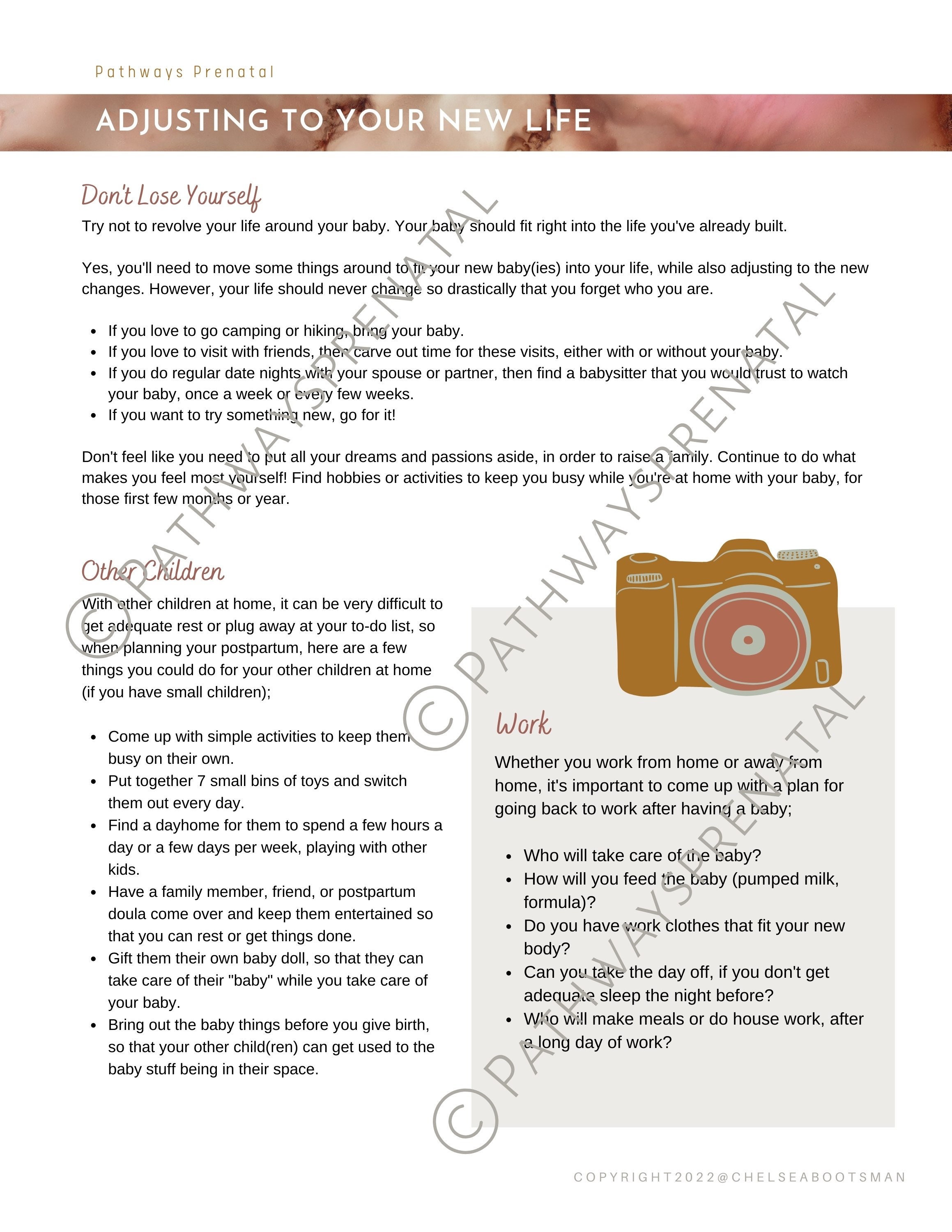 Adjusting to Your New Life, Postpartum Prep Printable Handout for Birth ...