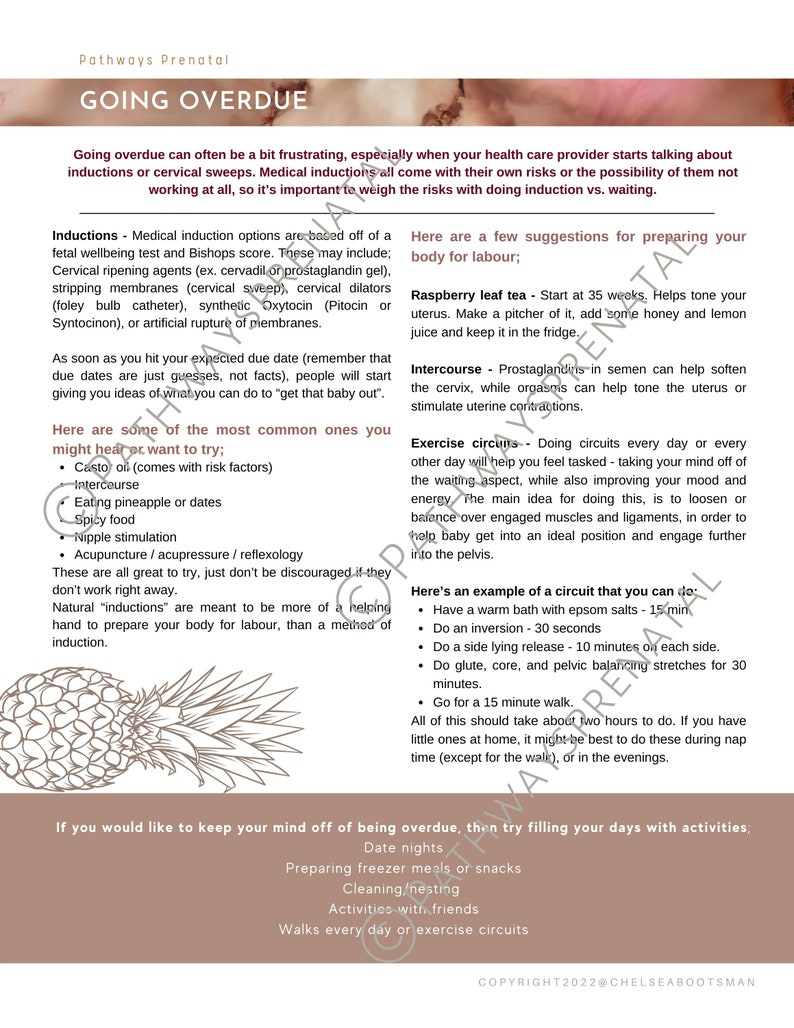 Going Overdue Printable Handout for Pregnant Women, Birth Workers ...