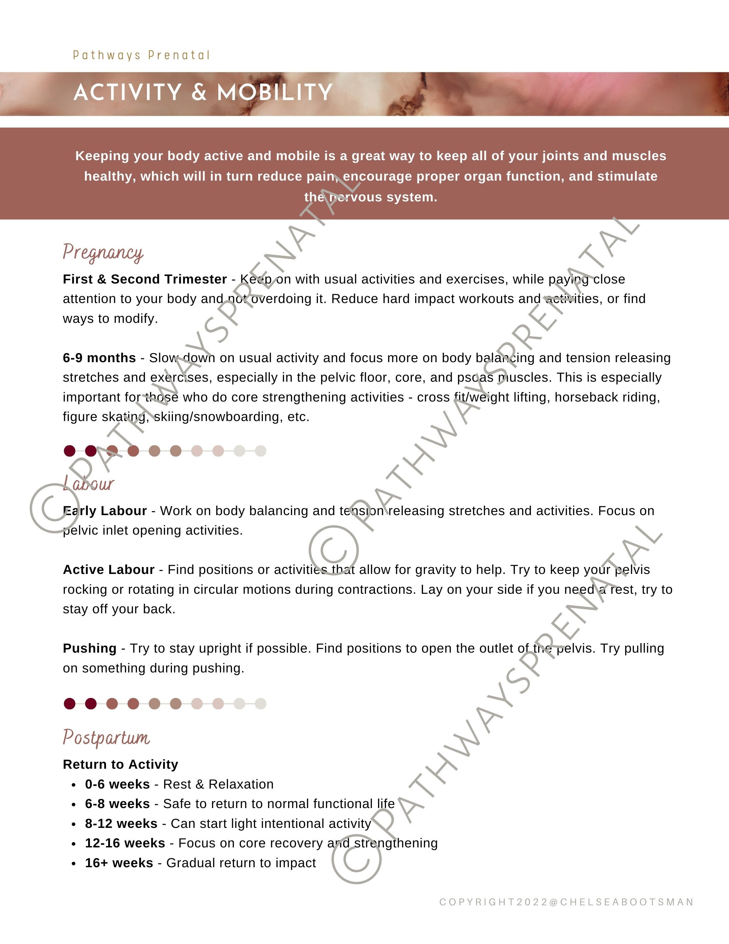 Activity and Mobility Birth Prep Printable and E-guide, for Birth ...