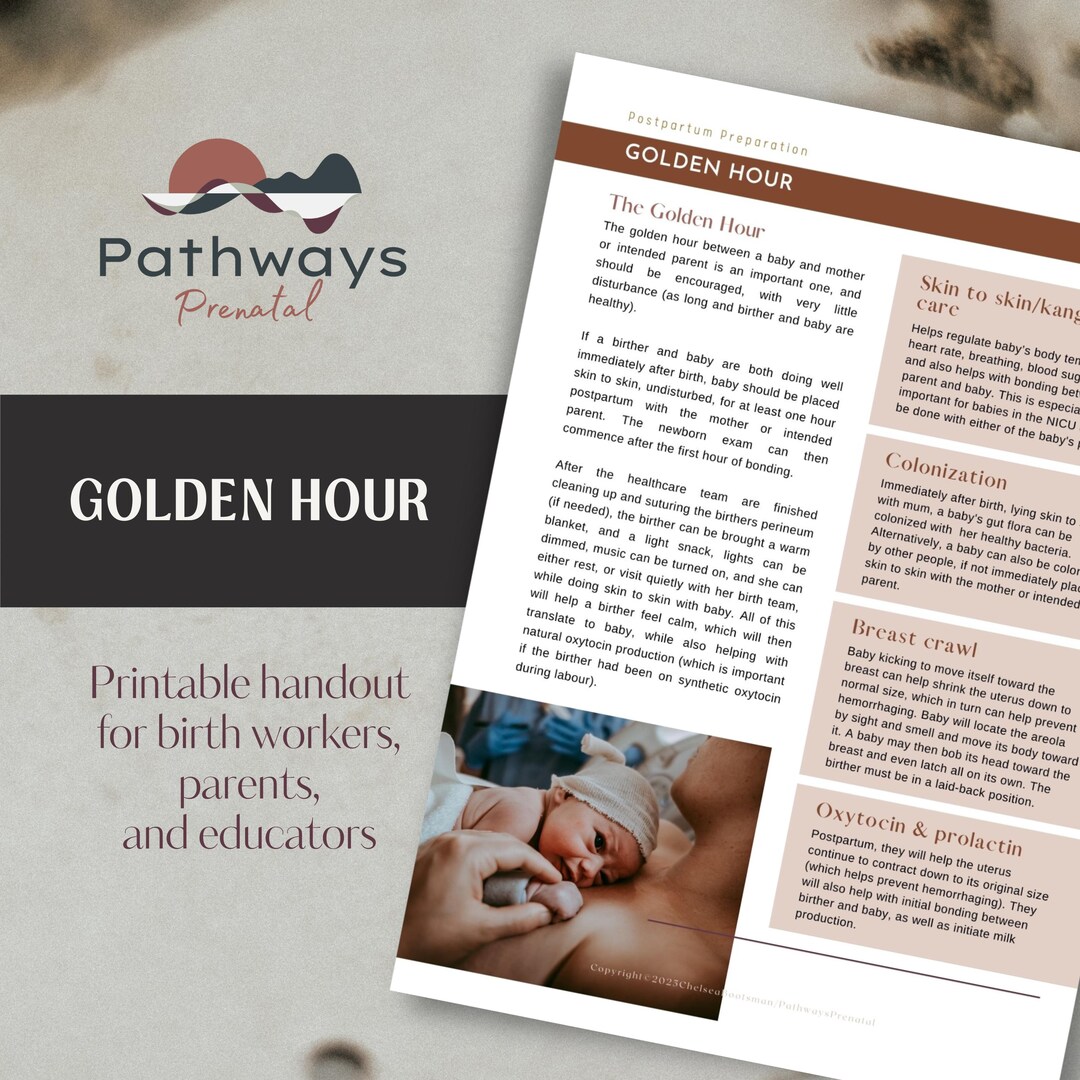 Golden Hour Postpartum Printable Handout for Pregnant Women, Birth ...