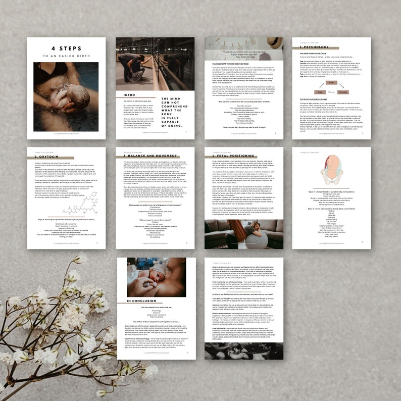 4 Steps to an Easier Birth Printable and E-guide, for Birth Preparation ...