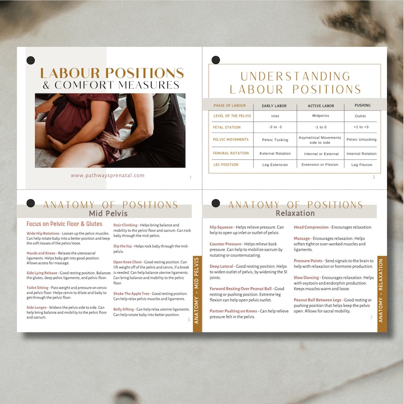 Labour Positions and Comfort Measures Flip Cards. Printable Labor ...